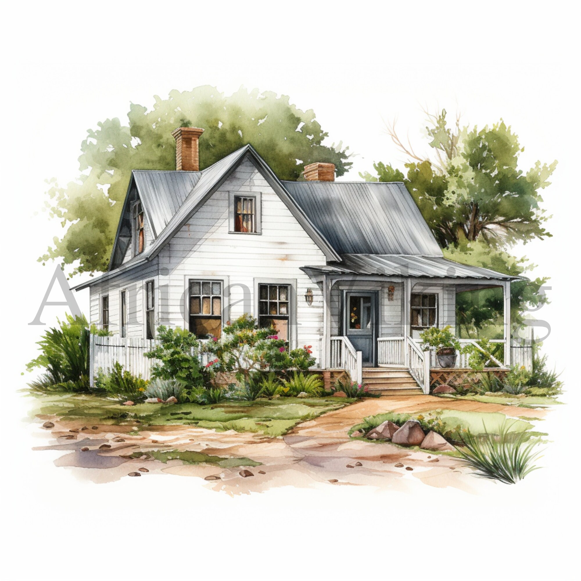 Farmhouse Clipart 10 High Quality Jpgs Digital Download Card Making ...