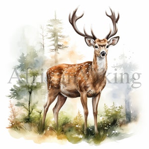 Vintage Deers Clipart | 10 High Quality Jpgs | Digital Download ...