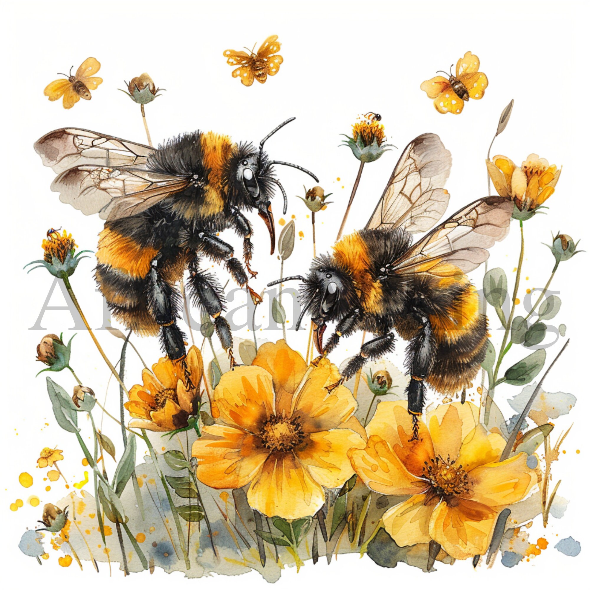 Buzzing Bees Clipart | 10 High Quality Jpgs | Digital Download | Card ...