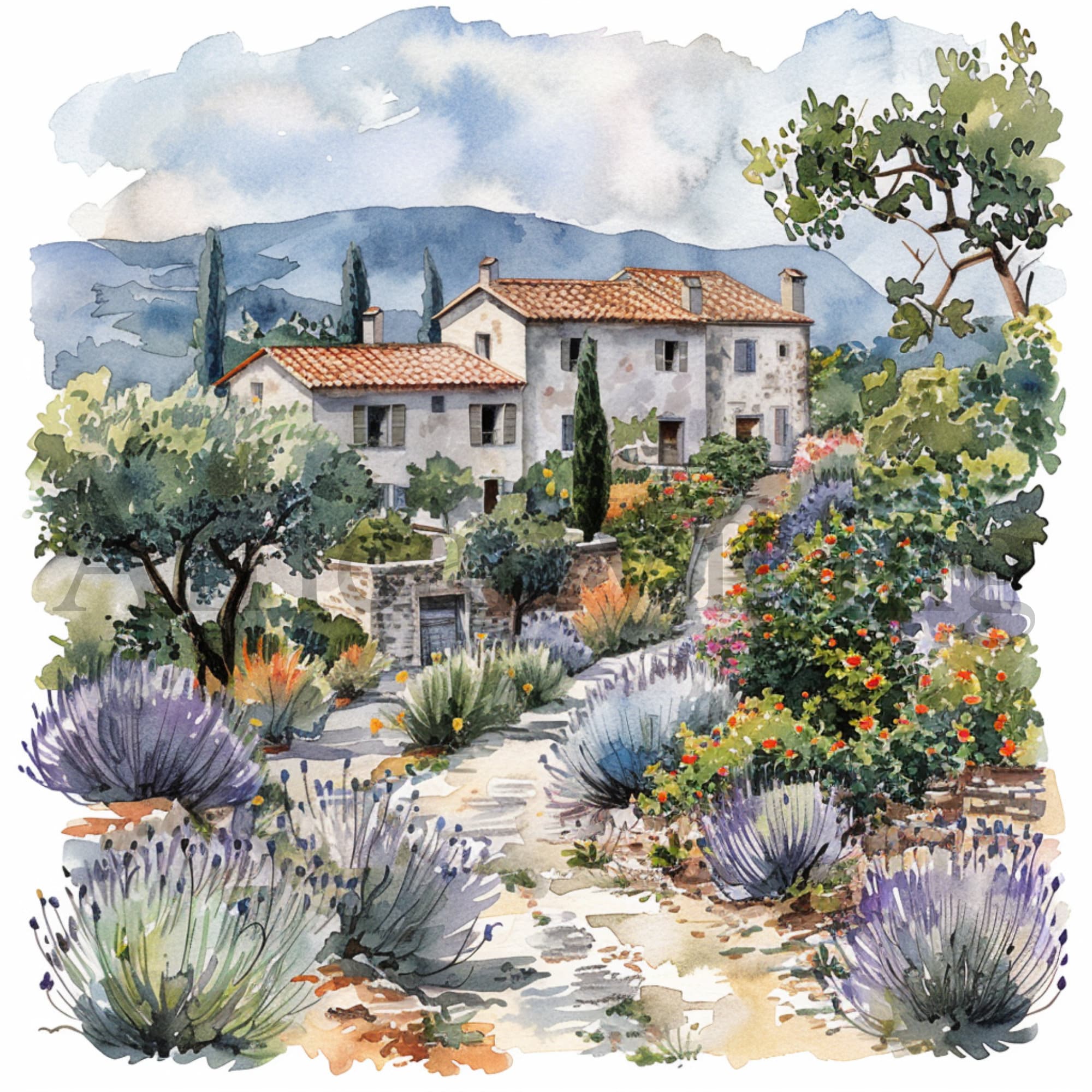 Provence Landscape Clipart | 10 High Quality Jpgs | Digital Download ...