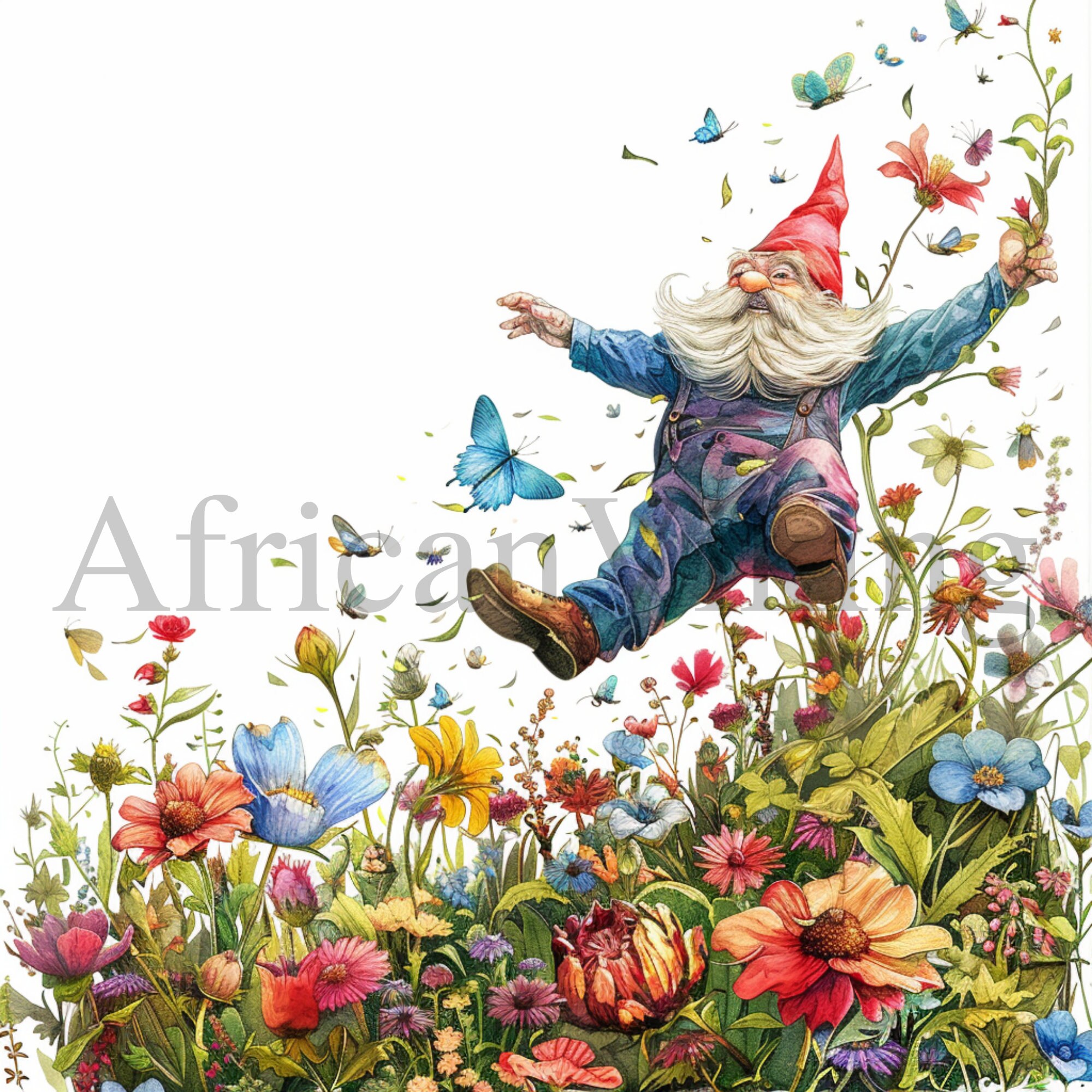 Flying Gnomes Clipart 10 High Quality Pngs Digital Download Card Making ...