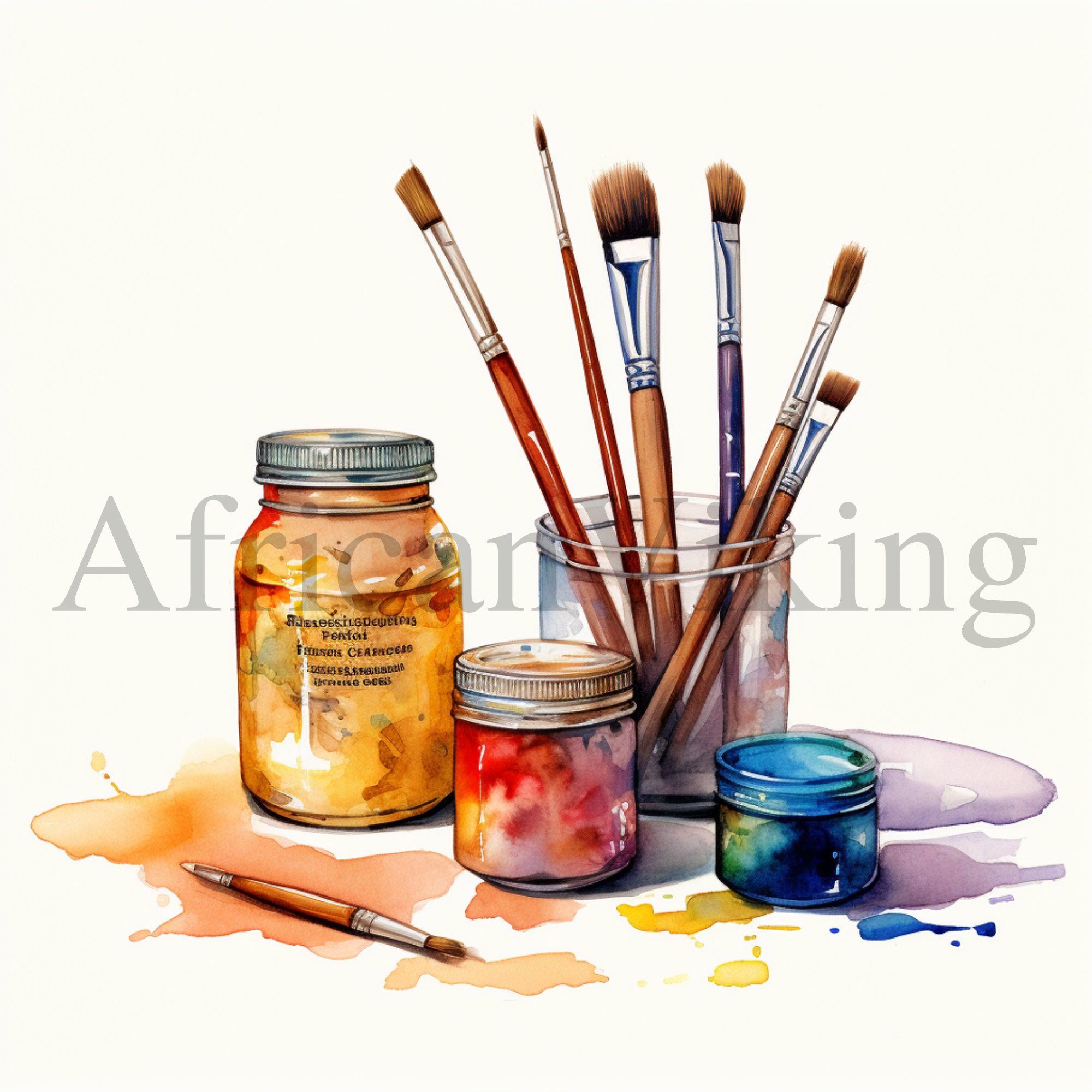 Watercolor Paint Brushes Clipart 10 High Quality Jpgs Digital Download ...