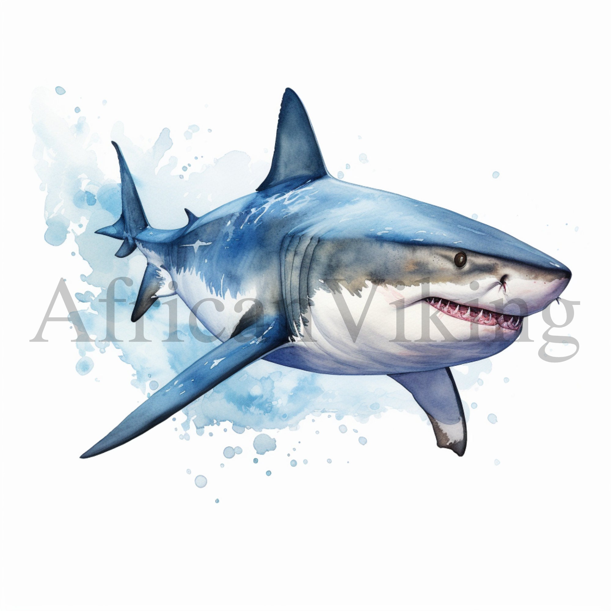 Shark Clipart 10 High Quality Jpgs Digital Download Watercolour ...