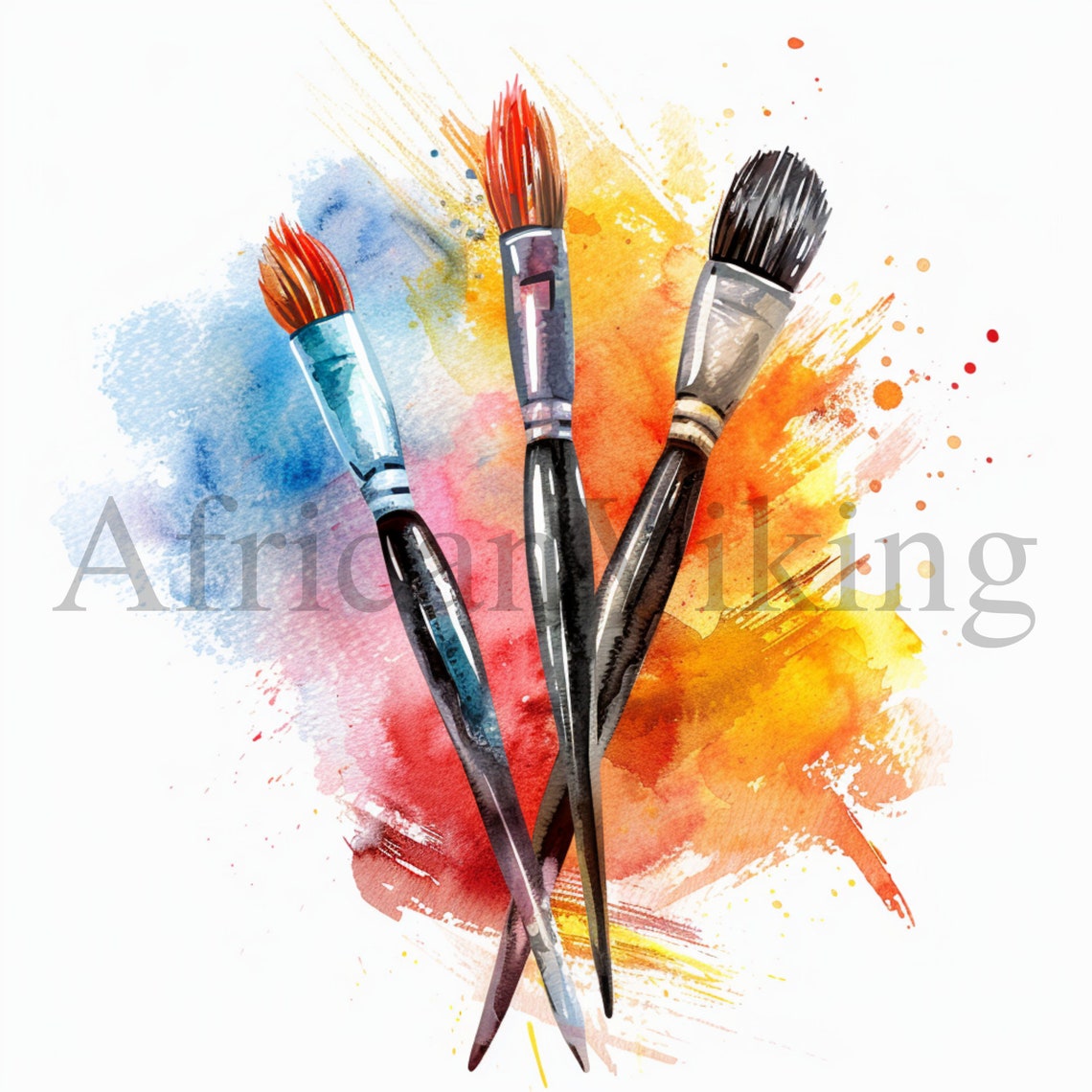 Watercolor Paint Brushes Clipart 10 High Quality Jpgs Digital Download ...