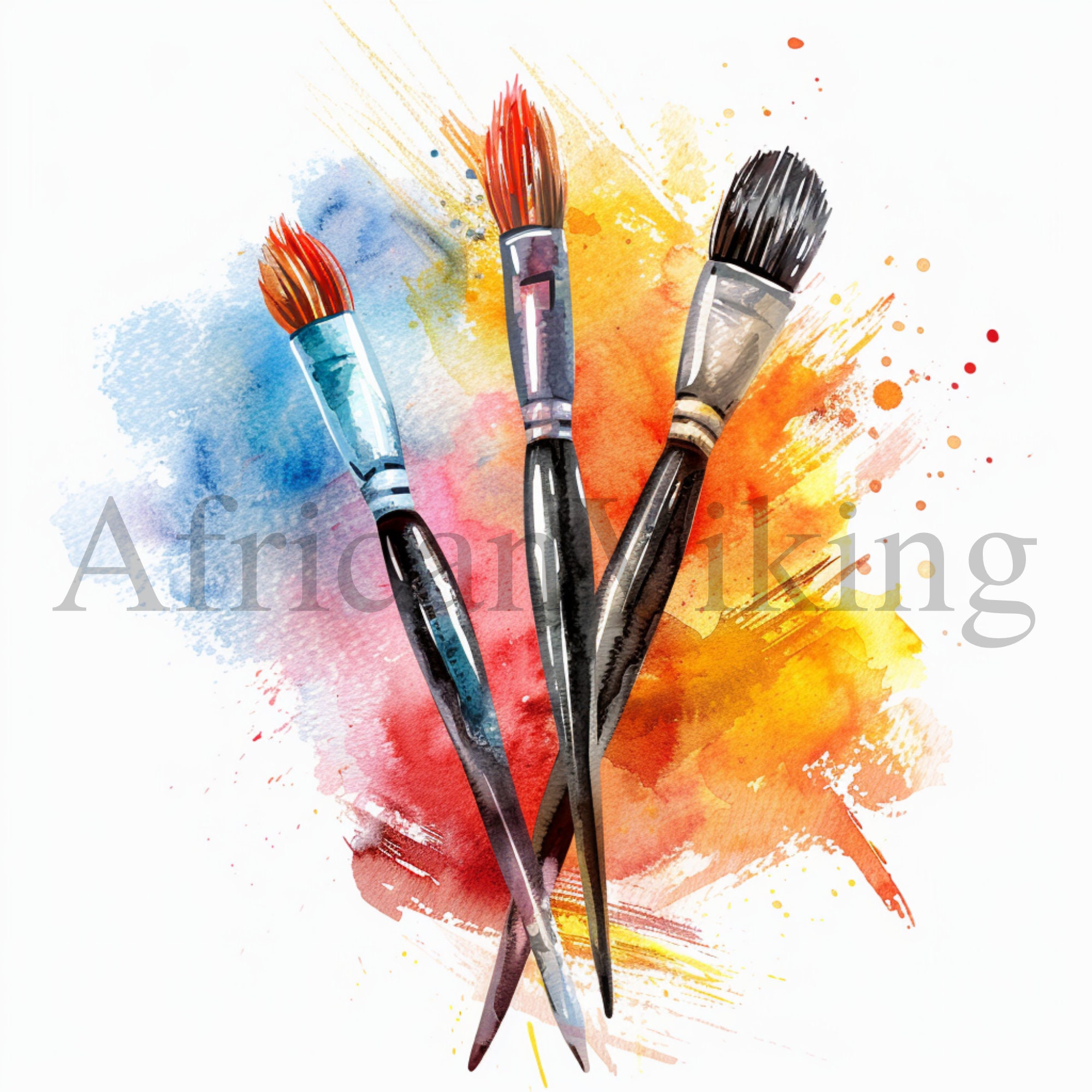 Watercolor Paint Brushes Clipart 10 High Quality Jpgs Digital Download ...