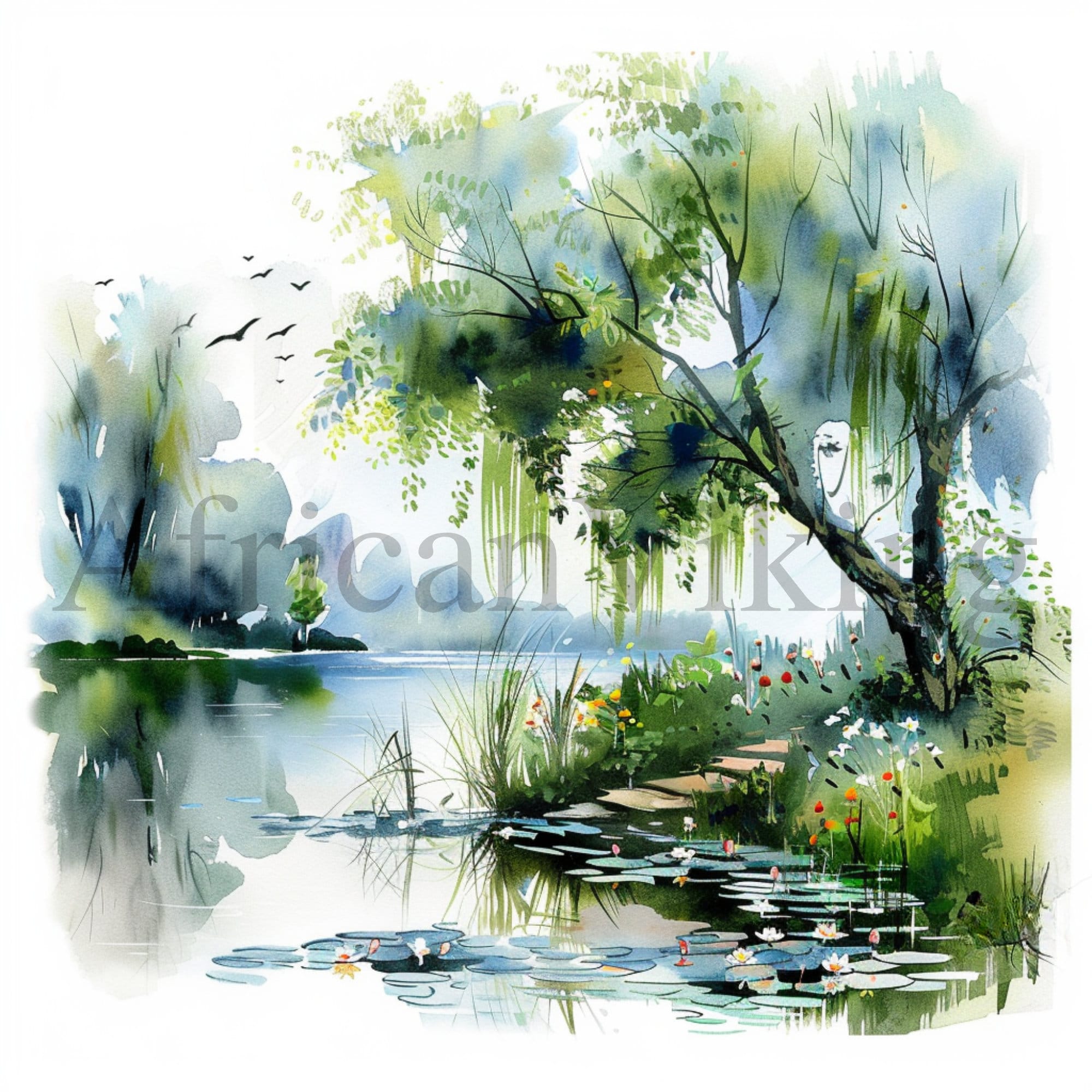 Watercolor Pond Clipart | 10 High Quality Jpgs | Digital Download ...