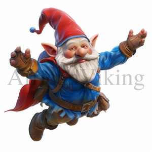 Flying Gnomes Clipart 10 High Quality Pngs Digital Download Card Making ...