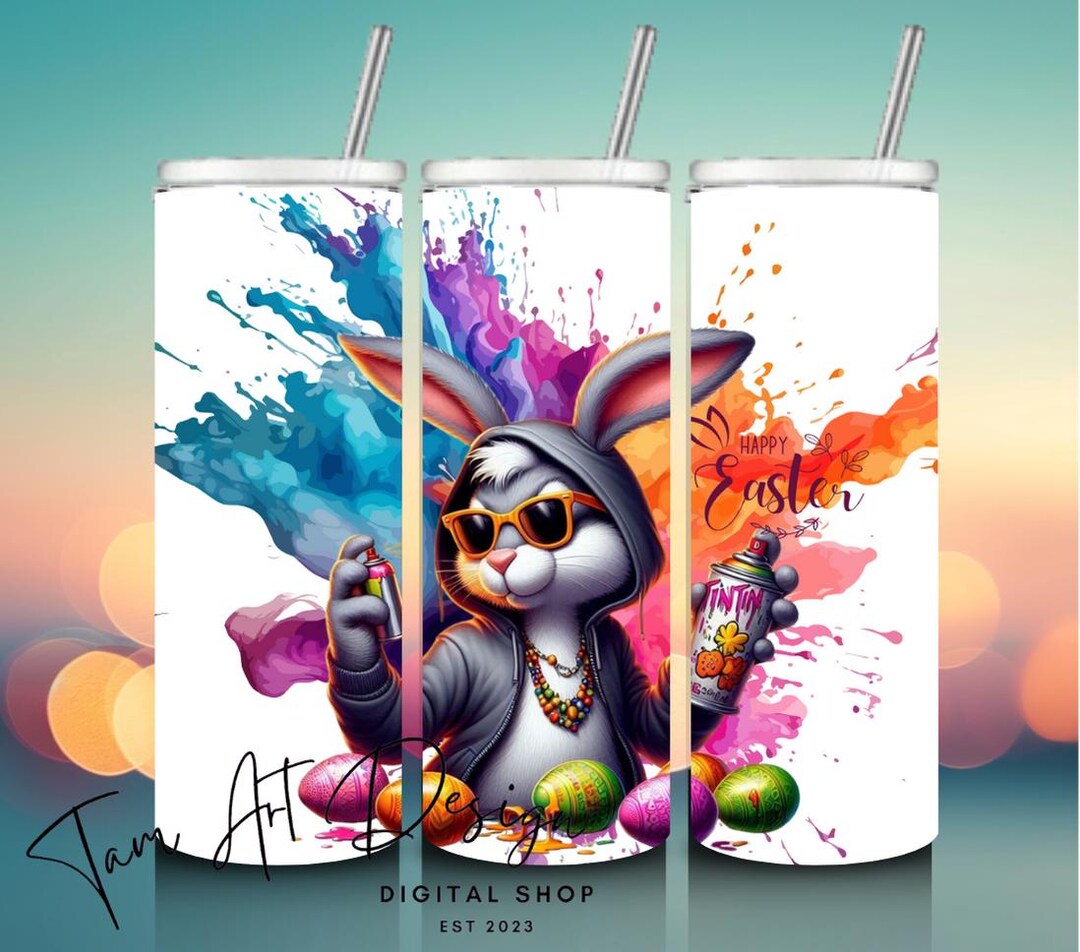 Graffiti Easter Bunny Tumbler Wrap 20oz | Cool Hip-hop Bunny Digital ...