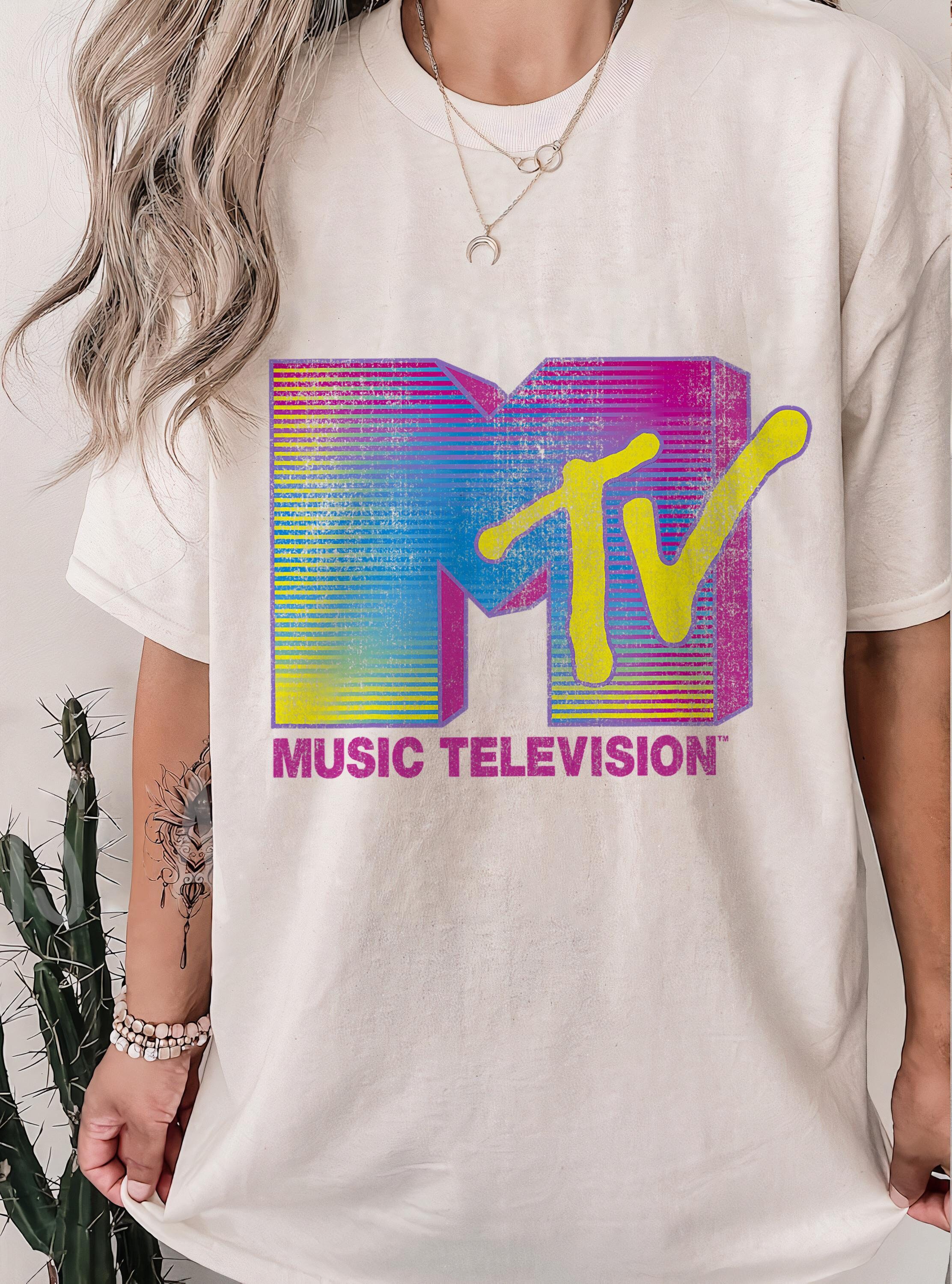 MTV Distressed Fluorescent Gradient Logo T-shirt MTV Logo - Etsy