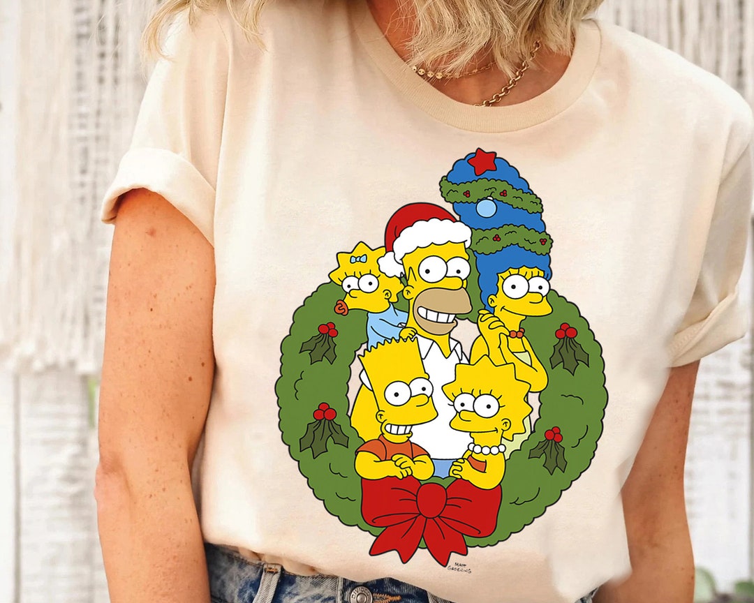 The Simpsons Christmas Wreath Merry Xmas T-shirt Funny Homer - Etsy