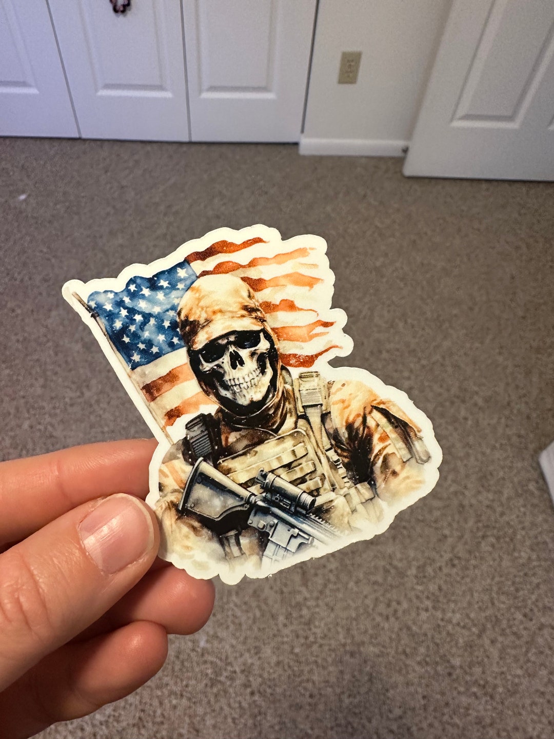 Skeleton Military USA Flag Kiss-cut Stickers, Army Skeleton Decal ...