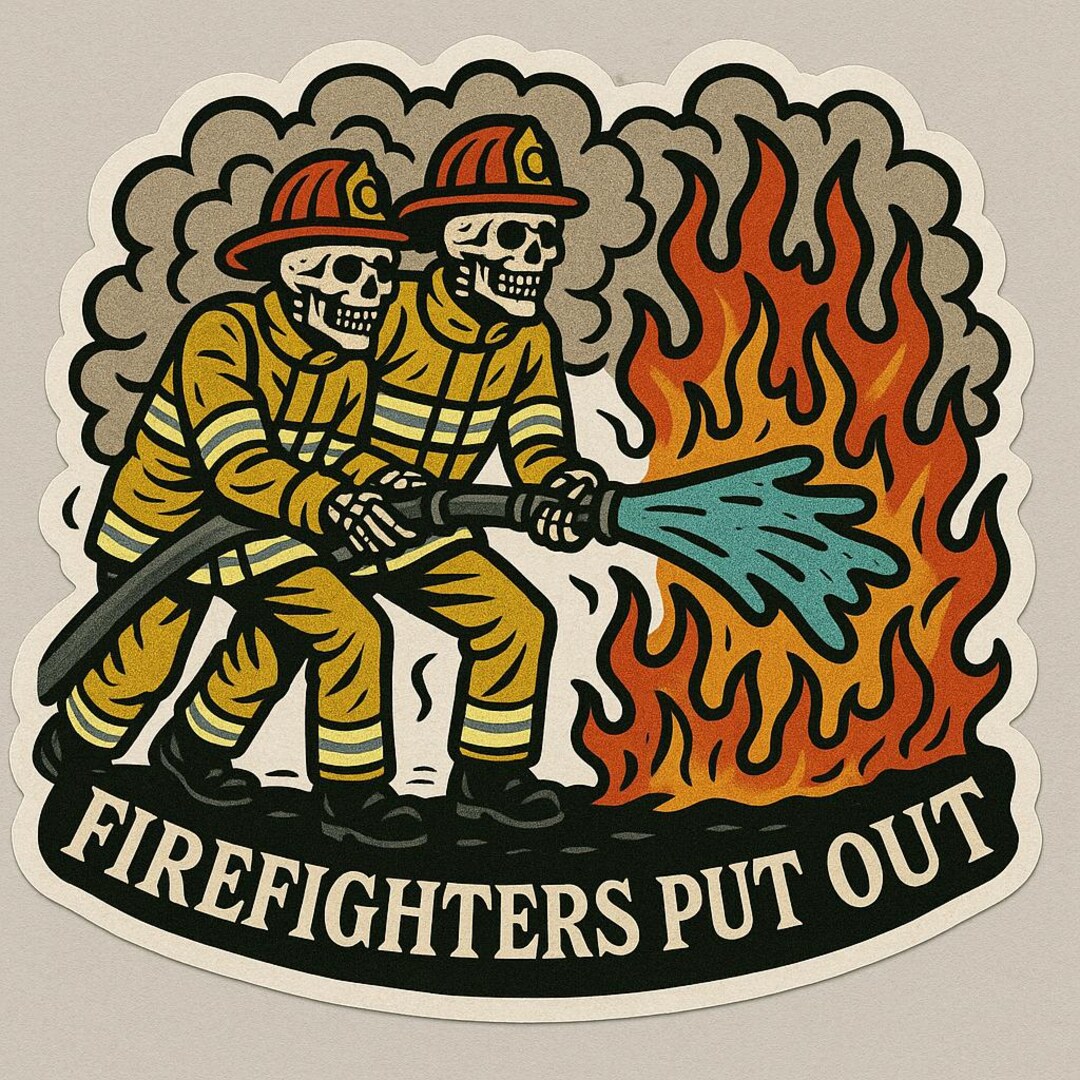 Firefighters Put Out Funny Firefighting Kiss Cut Sticker, Laptop ...