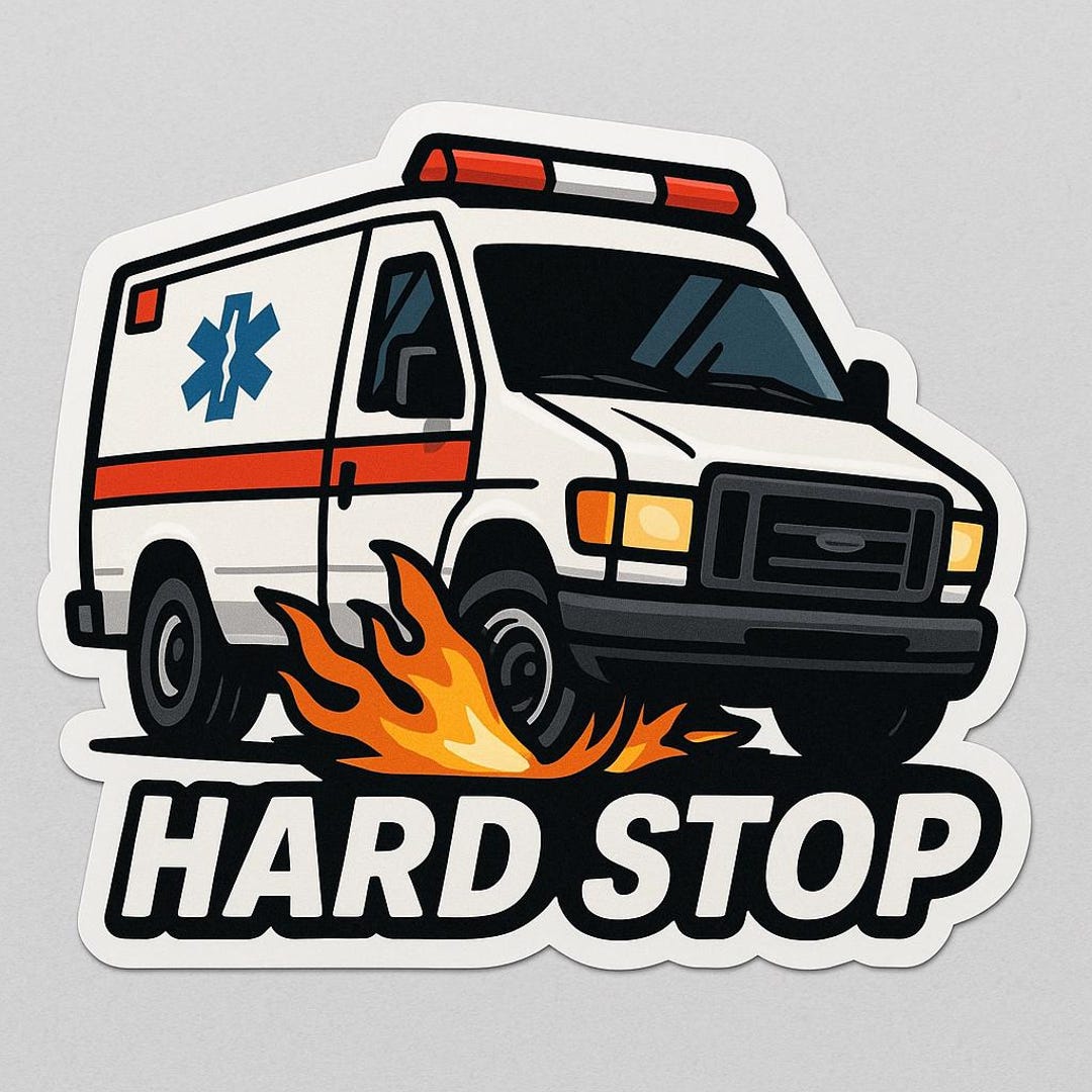 Hard Stop Funny EMS Ambulance Sticker, Paramedic Stickers, EMT Gift ...