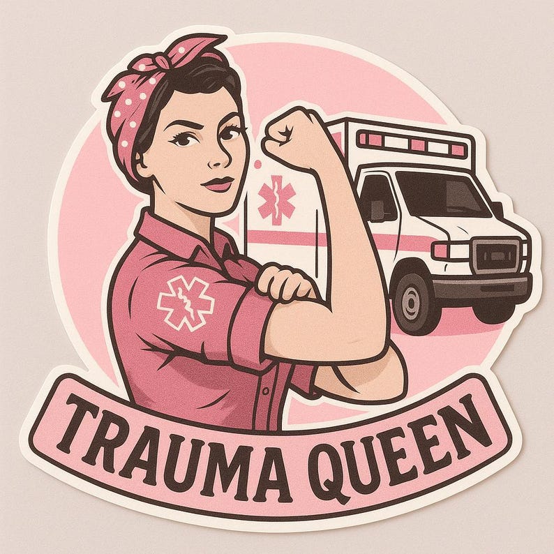 Trauma Queen Vinyl Sticker, Rosie the Riveter, EMT EMS Decal - Etsy