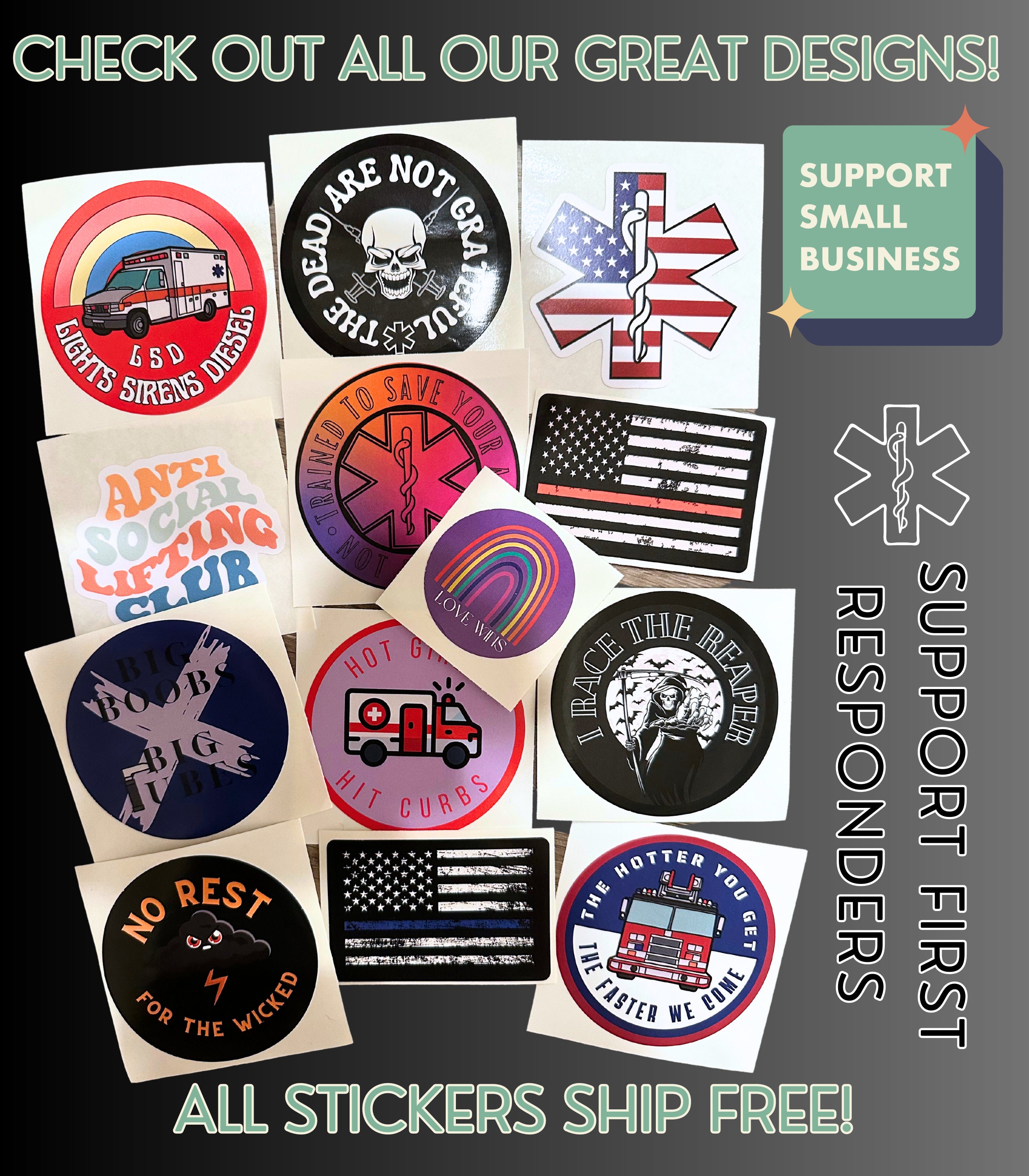 Rollin With the Homies Police Fire Ambulance Sticker, Gothic First ...