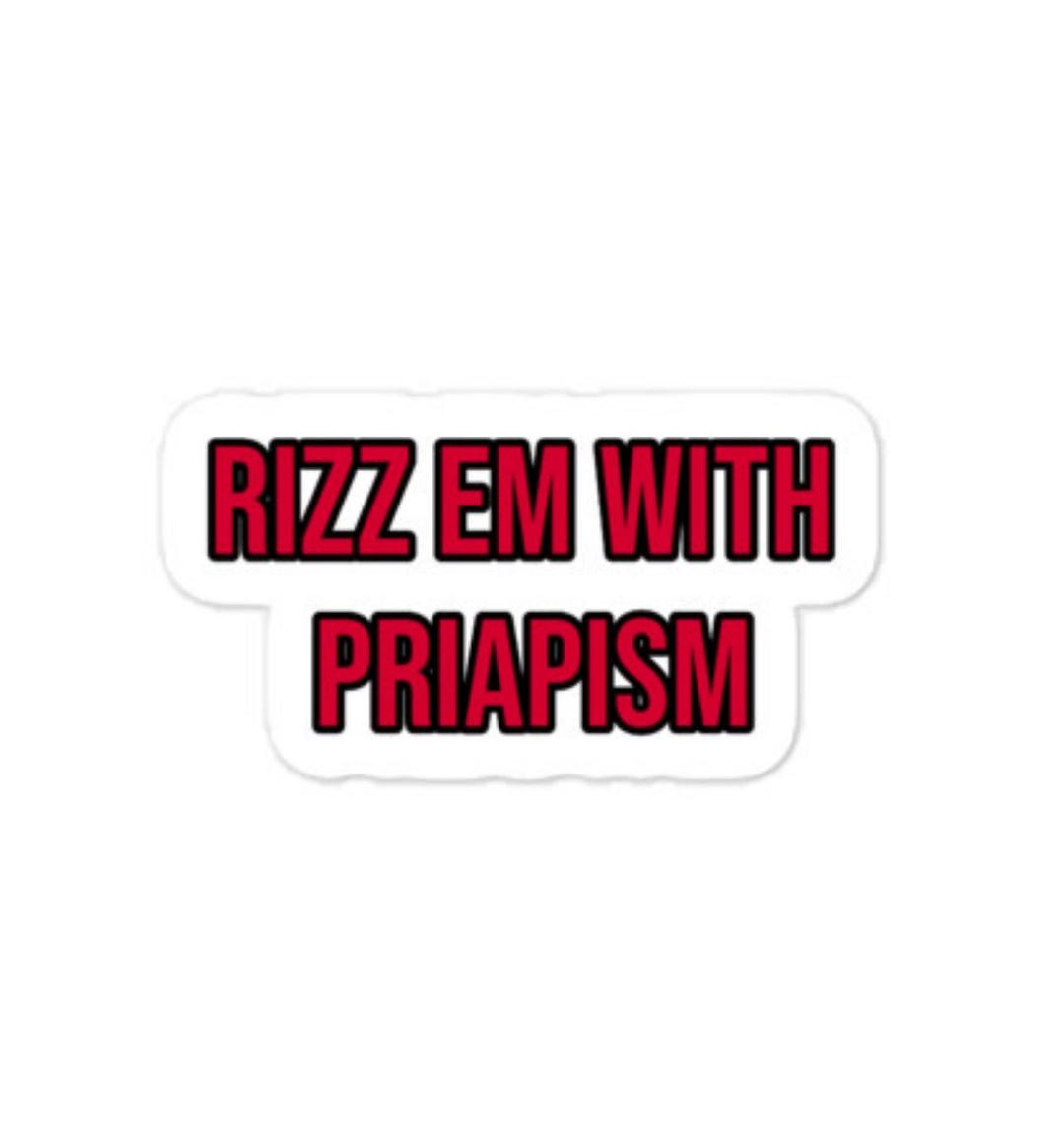 Funny Firefighter EMS Kiss Cut Vinyl Sticker, Rizz Em With Priapism ...