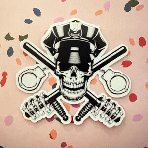 Skeleton Police Officer Cut Out Sticker - Etsy