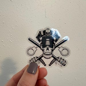 Skeleton Police Officer Cut Out Sticker - Etsy