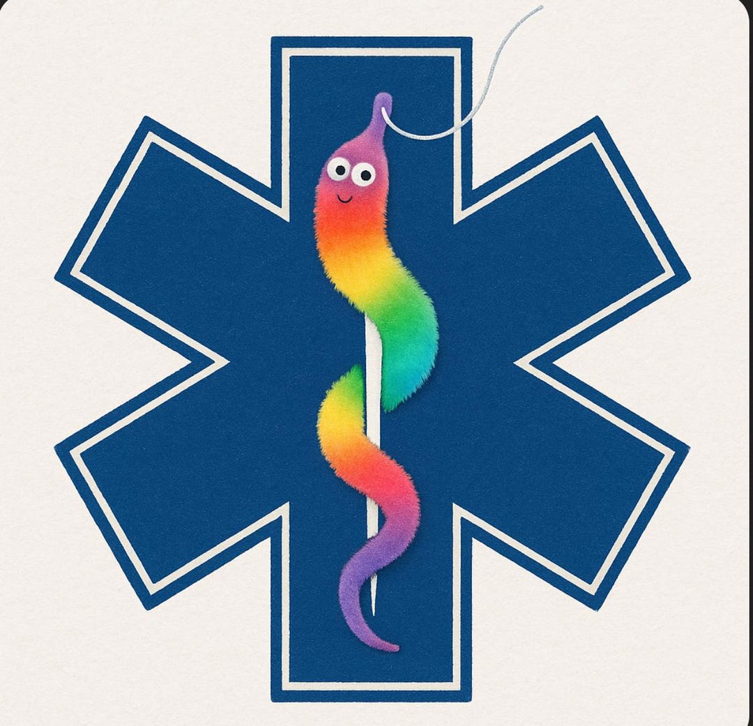 Fuzzy Worm Toy EMS Star of Life, Blue Star of Life, Rainbow Worm ...