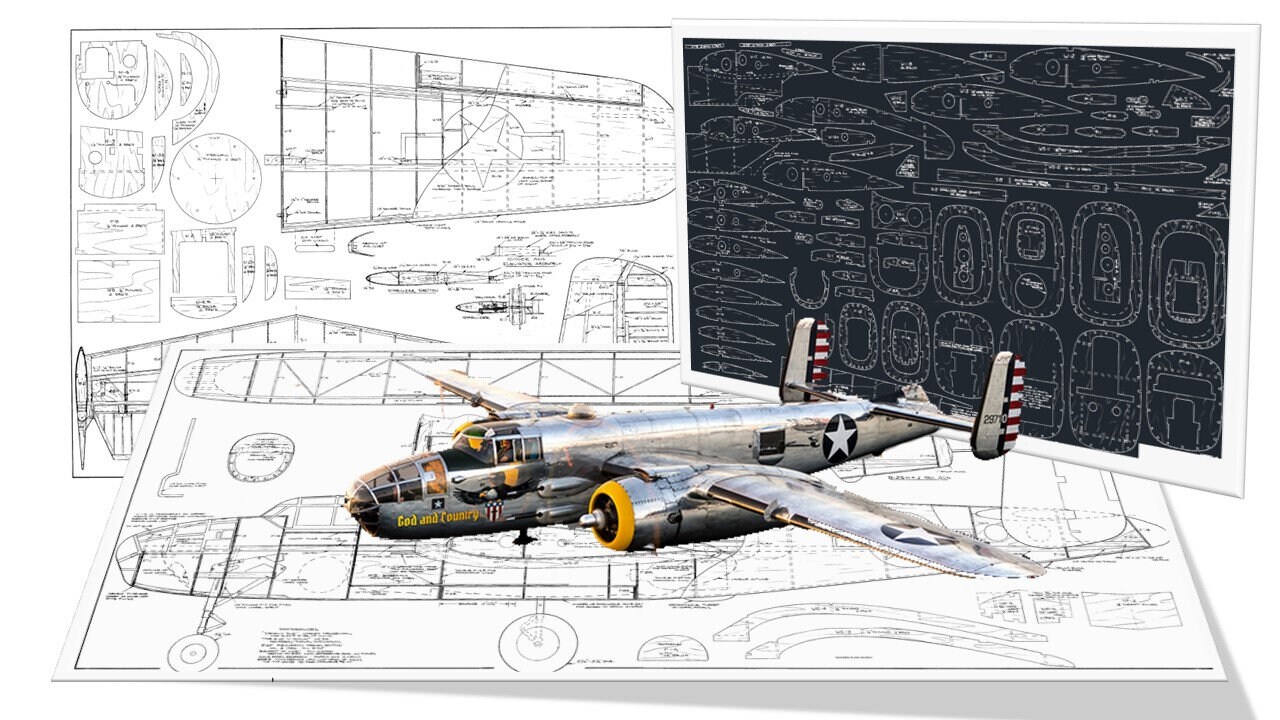 Aircraft RC Plane Model B25 MITCHELL BOMBER Digital Plans / Pdf + Dxf ...
