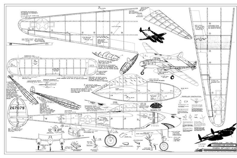 P38 Lightining Aircraft RC Plane Model Digital Plans PDF + DXF - Etsy