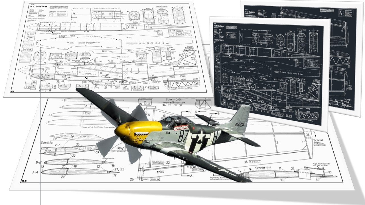 Aircraft RC Plane Model P51 Mustang Digital Plans PDF + DXF - Etsy