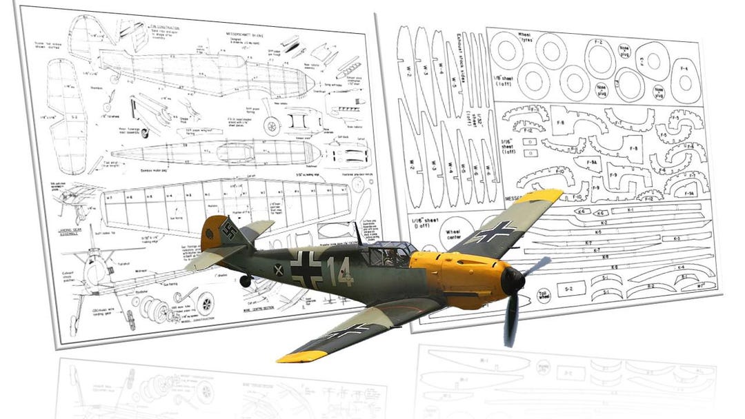 Aircraft RC Plane Model Messerschmitt Bf 109E Digital Plans PDF + DXF ...