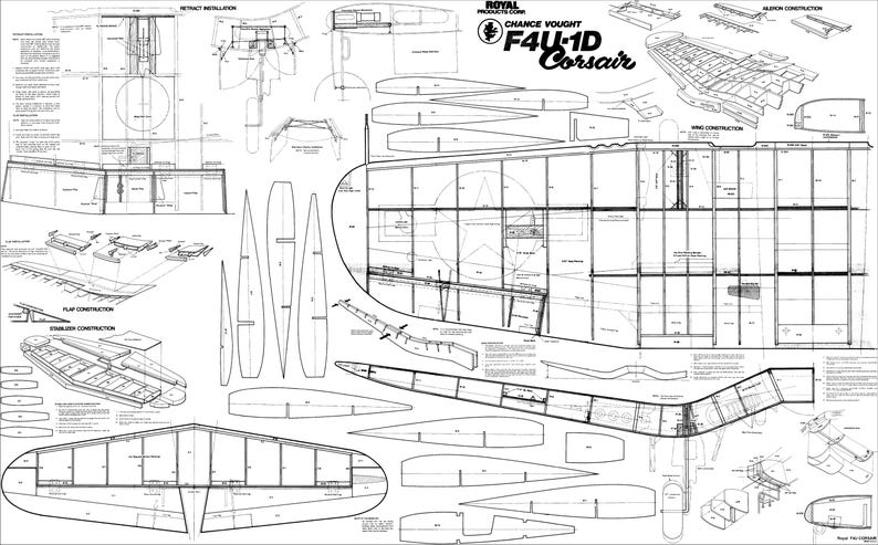Aircraft RC Plane Model F4u-corsair Digital Plans / PDF + DXF - Etsy