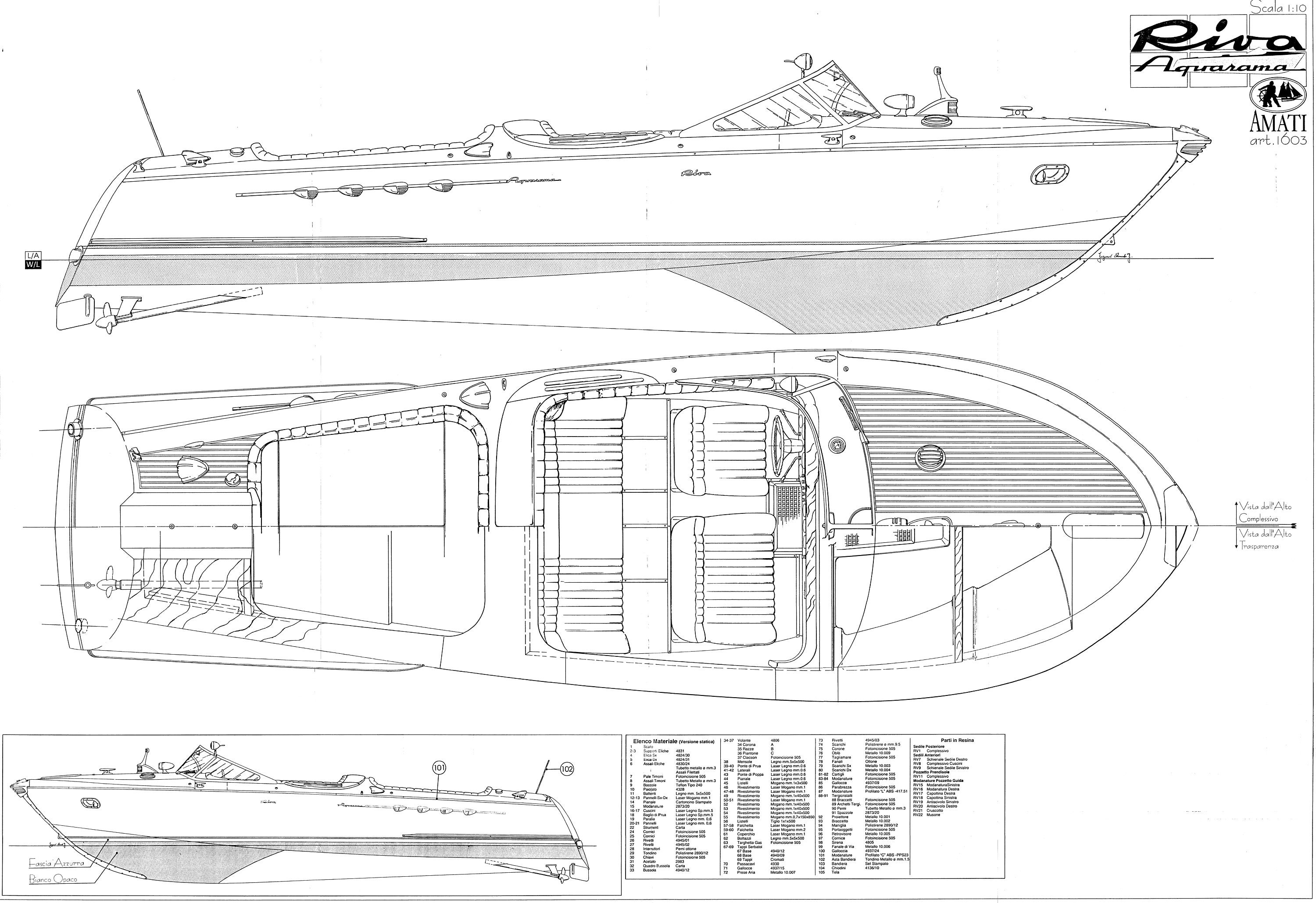 Rc Model Ship Runabout RIVIERA 17 Riva Aquarama 1:10 Scale Digital ...