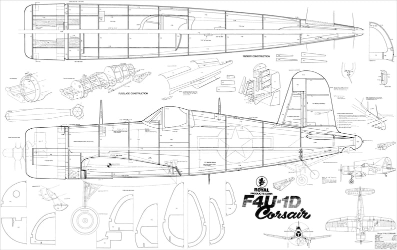Aircraft RC Plane Model F4u-corsair Digital Plans / PDF + DXF - Etsy