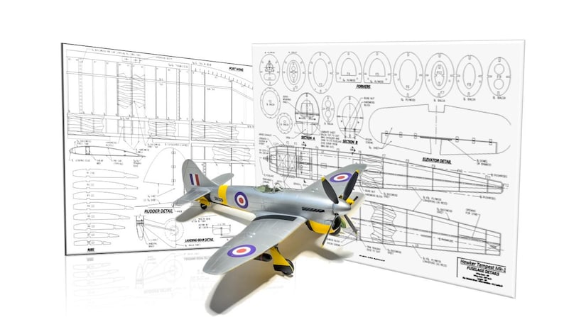 Aircraft RC Plane Model Hawker Tempest MK1 Digital Plans PDF + DXF - Etsy