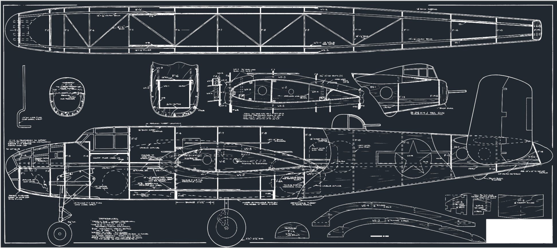 Aircraft RC Plane Model B25 MITCHELL BOMBER Digital Plans / Pdf + Dxf ...
