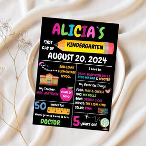 Printable First Day of Kindergarten Sign,back to School Sign,1st Day of ...