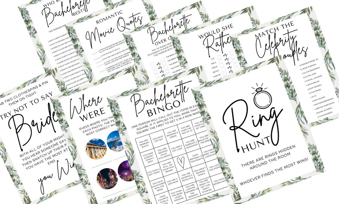 Bachelorette Party Games Bundle, Bachelorette Party Ten Pack, Bridal ...