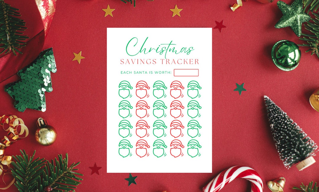 Christmas Savings Tracker, Christmas Savings Challenge Tracker, Santa ...