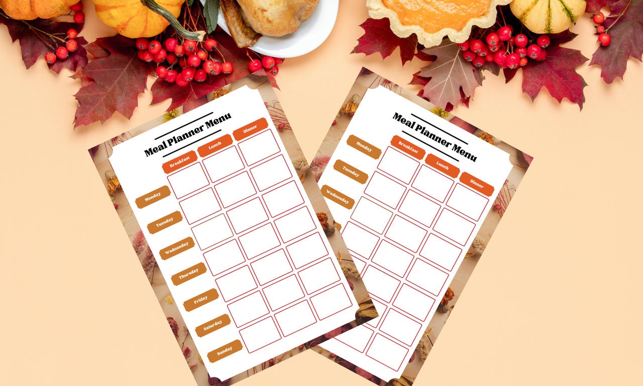 Thanksgiving Meal Planner, Printable Meal Planner, Thanksgiving Menu ...