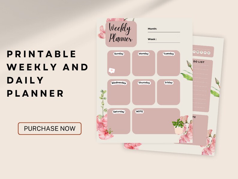 Weekly Planner, Daily Planner, Weekly Schedule Planner, Hourly Weekly Schedule List, Weekly to ...