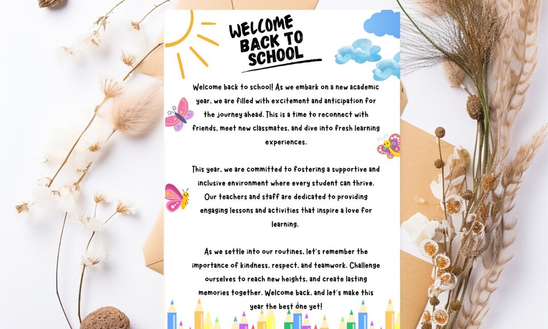 Welcome Back to School Post Card for Student, Welcome Back Postcard ...