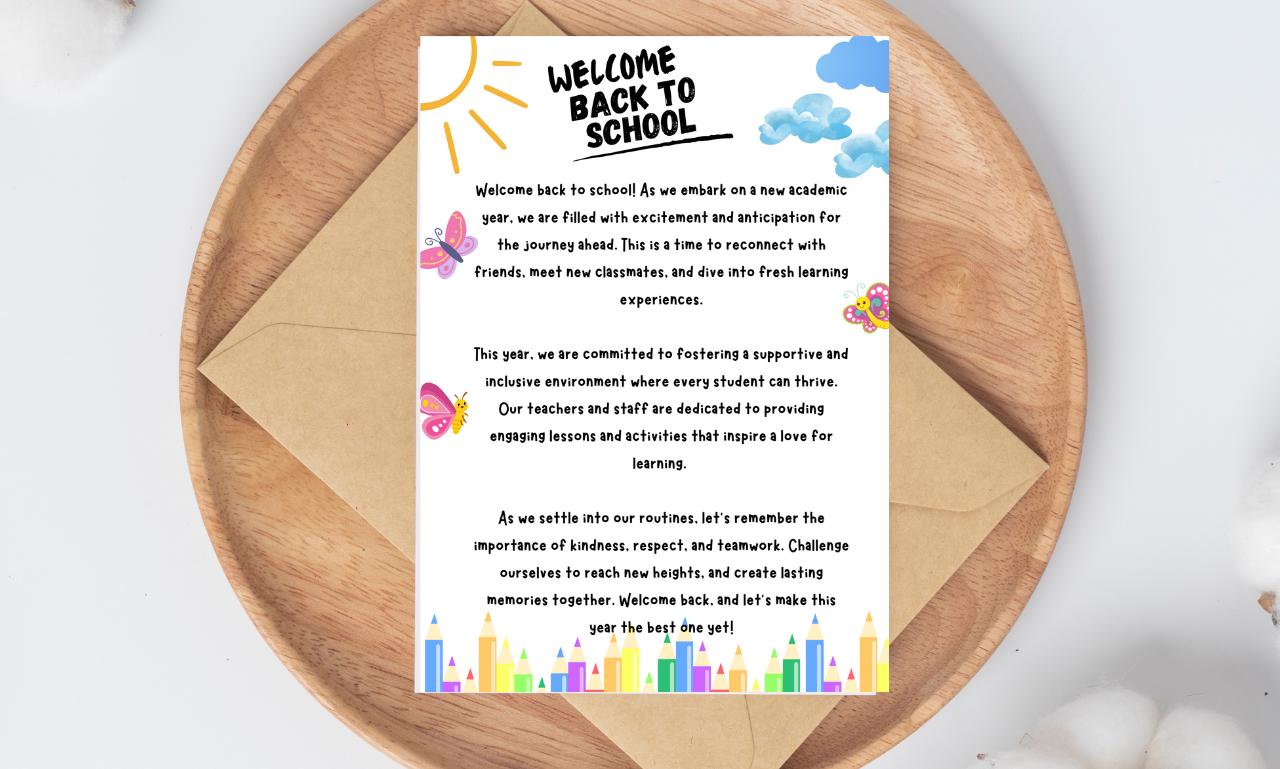 Welcome Back to School Post Card for Student, Welcome Back Postcard ...