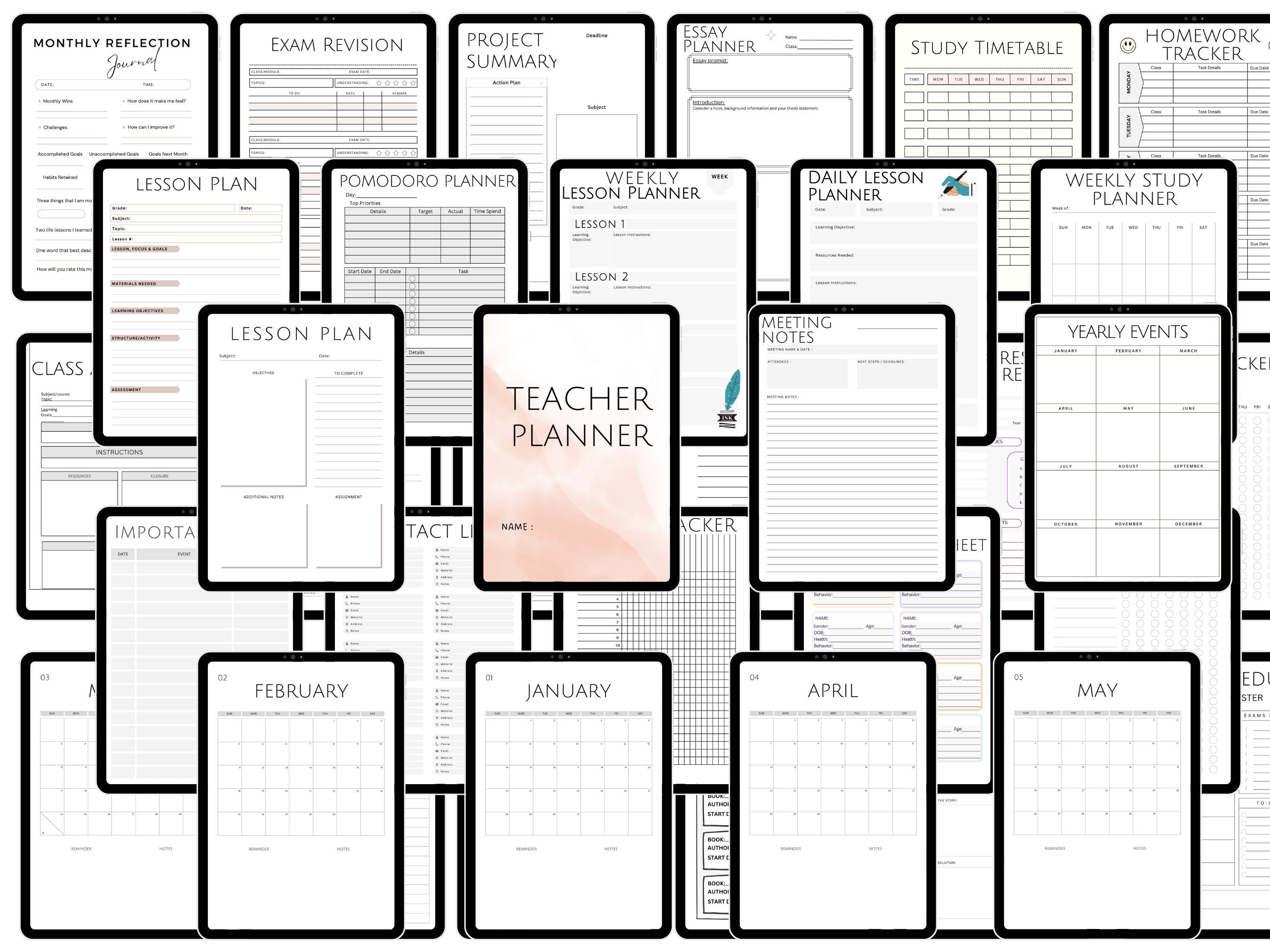 Printable Teacher Planner, 2024 Teacher Planner, Academic Planner ...
