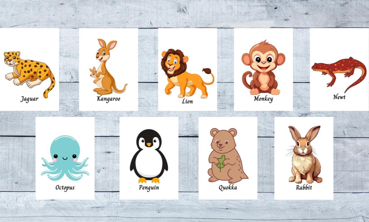 26 Printable Animal Alphabet Flashcards, Montessori Flash Cards ...