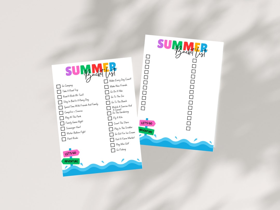Summer Bucket List, Printable Summer Bucket List, Summer Activities ...