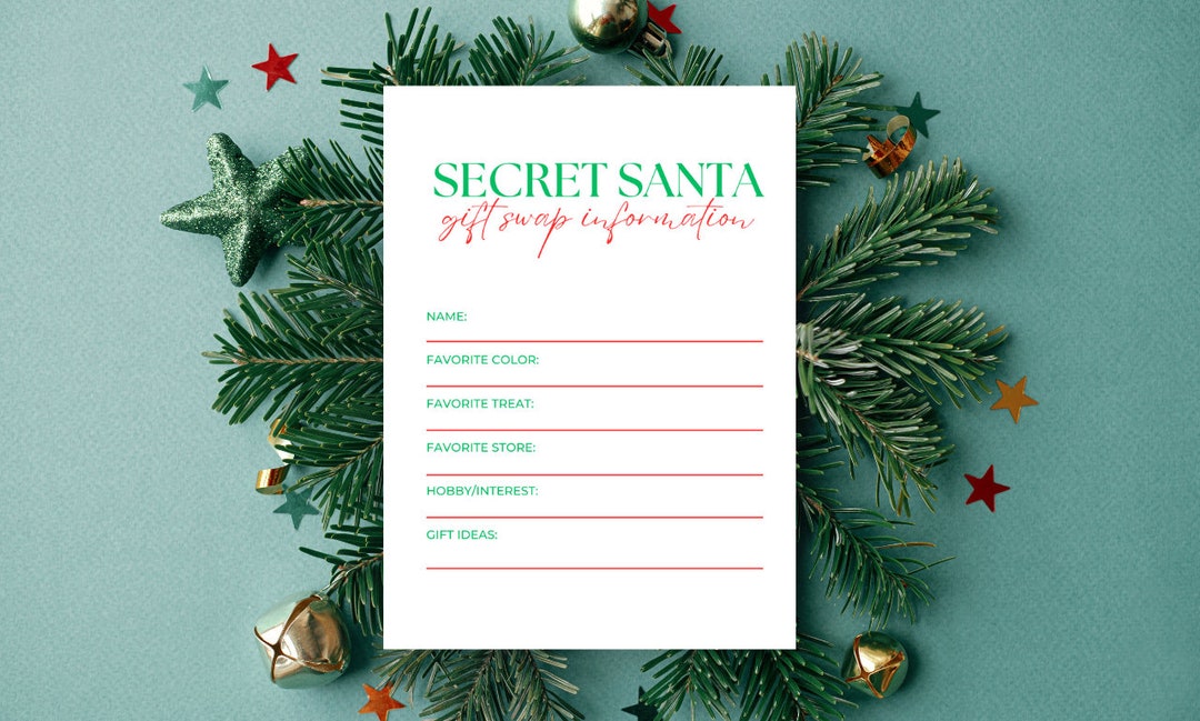 Secret Santa Gift Swap Card, Secret Santa Gift Exchange Card, Gift ...