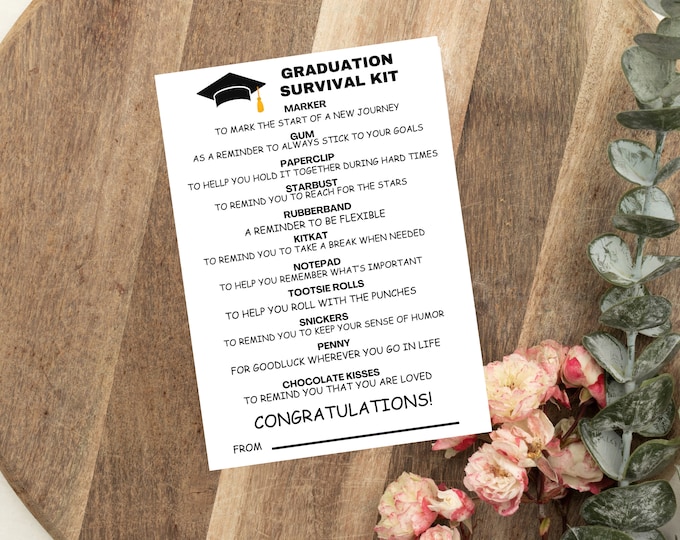 EDITABLE Graduation Survival Kit, After Graduation Survival Kit ...