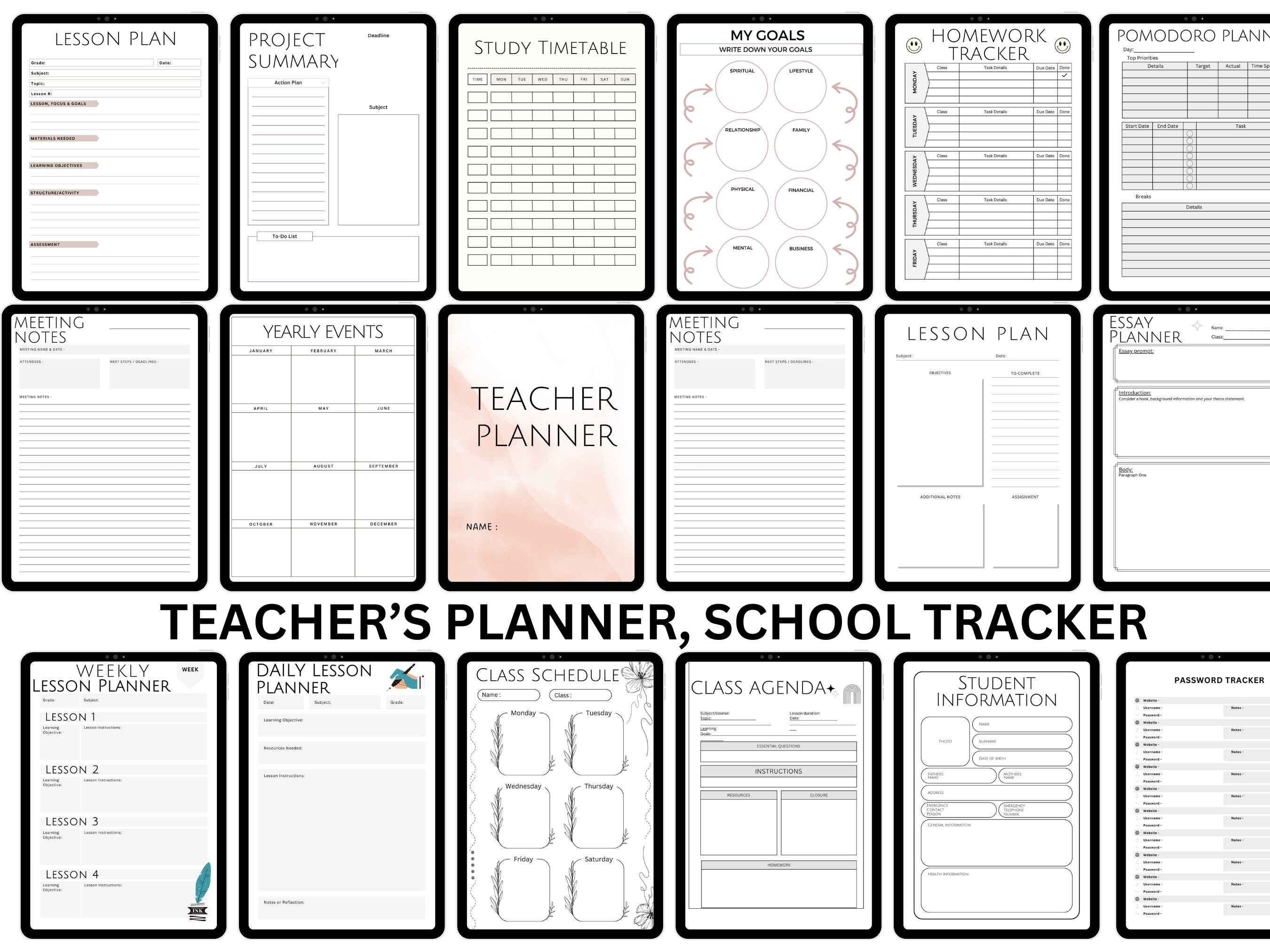 Printable Teacher Planner, 2024 Teacher Planner, Academic Planner ...