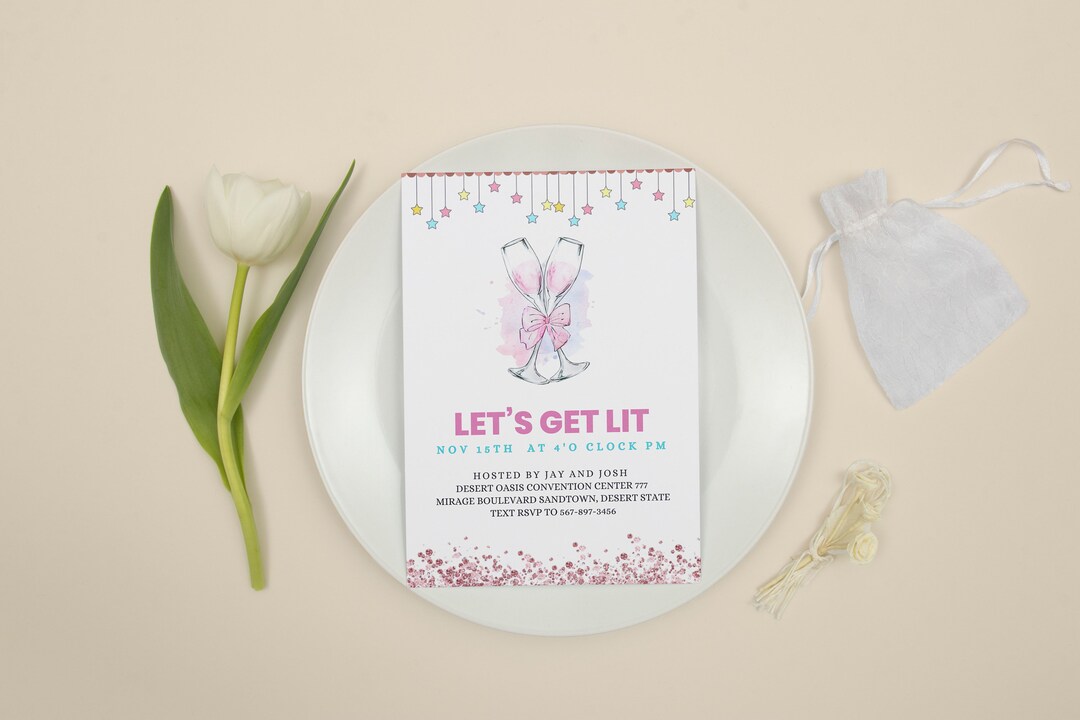 Funny Let's Get Lit Wine Drinking Cup Invitation,funny, Digital ...
