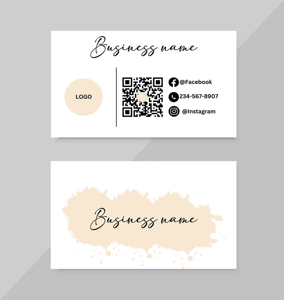 Printable Business Card Template With QR Code, Ready for Instant ...