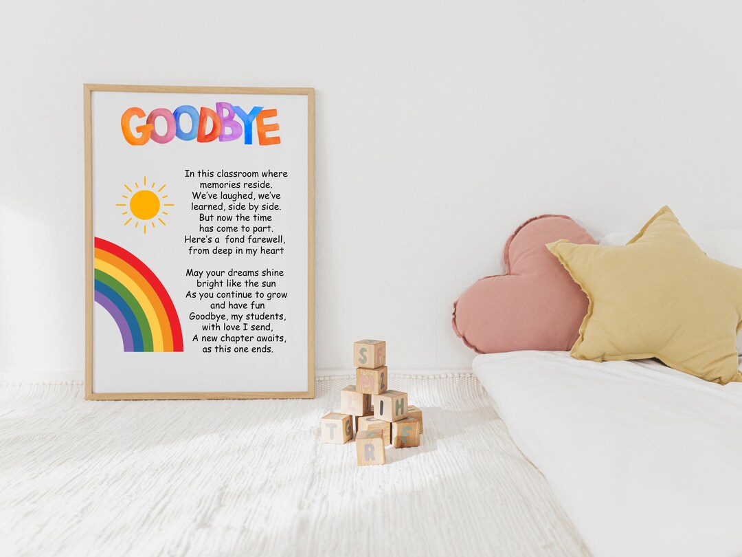 Poema de despedida, Carta de fin de año escolar imprimible, Regalo de ...