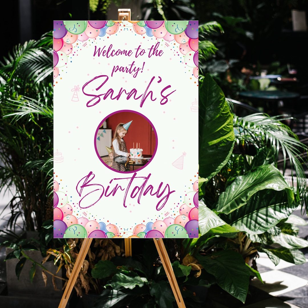 Editable Birthday Welcome Sign,minimalist Welcome Sign Template,floral ...