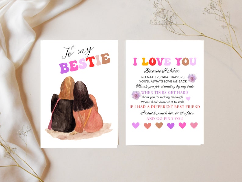 Letter to My Bestie Printable Card, Bestie Friendship Card, Bestie ...